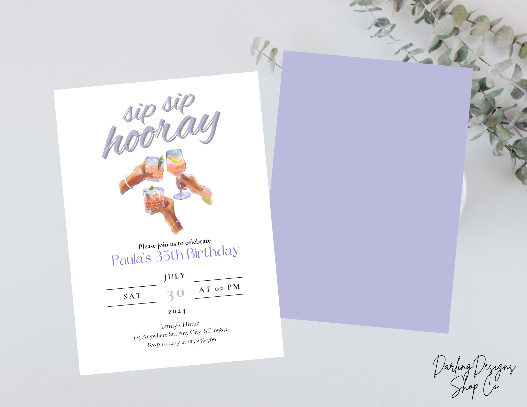 SIP SIP HOORAY Birthday Invitation Template, Adult Birthday Invitation ...