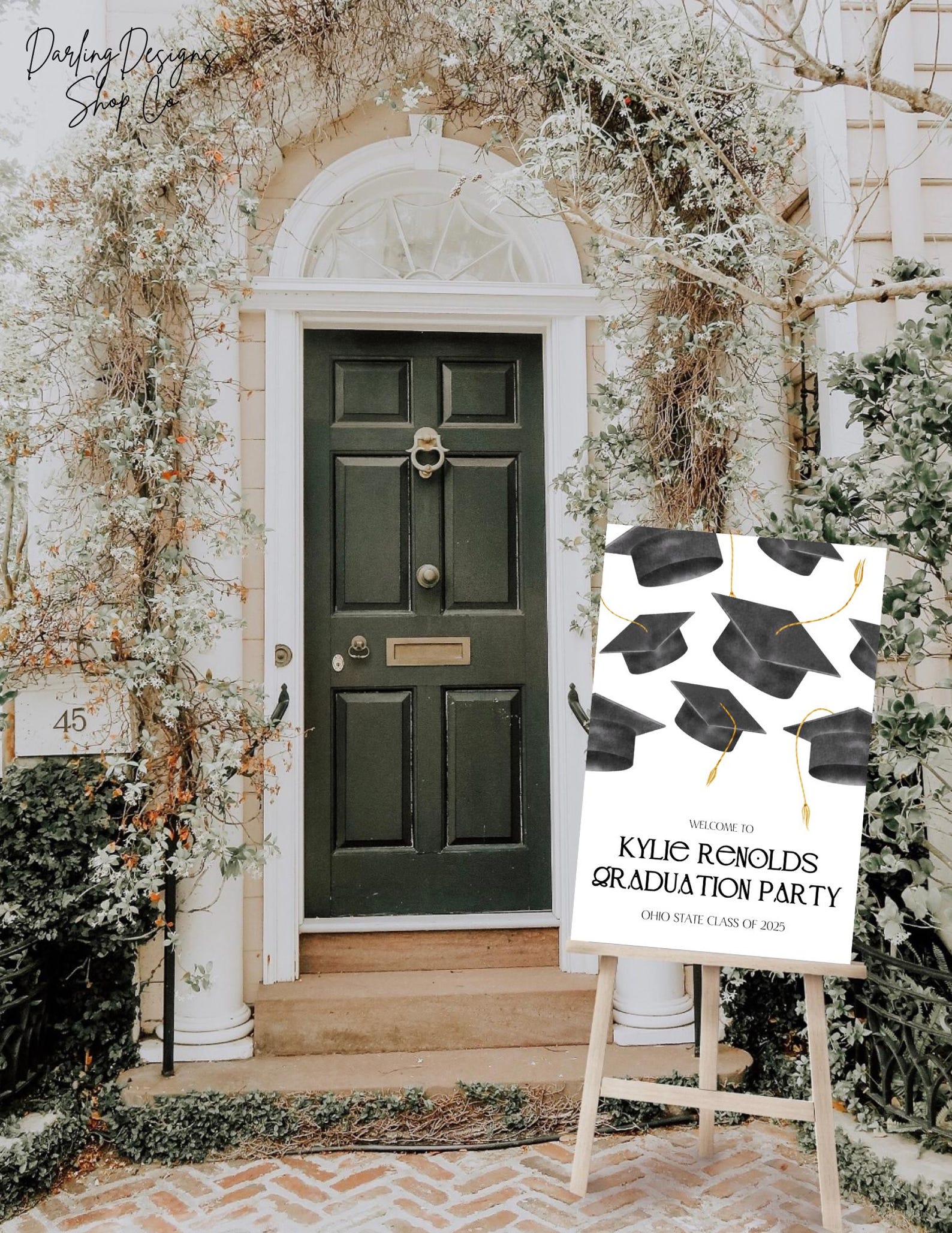 FLYING GRADUATION CAPS Graduation Party Welcome Poster Template ...