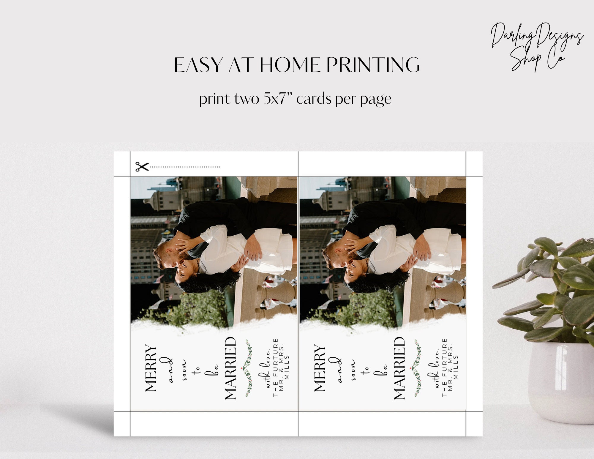 MERRY and Soon to Be MARRIED Christmas Card Template, First Christmas ...
