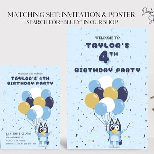 BLUEY Birthday Sign Template, Kids Birthday Poster, Birthday Poster ...