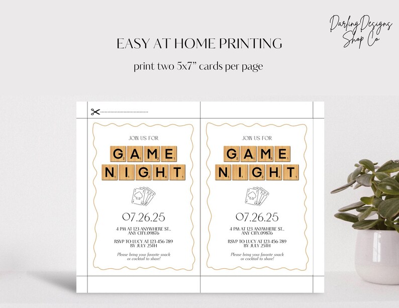 SCRABBLE Letters GAME NIGHT Invitation, Wine Night, Girls Night, Game ...