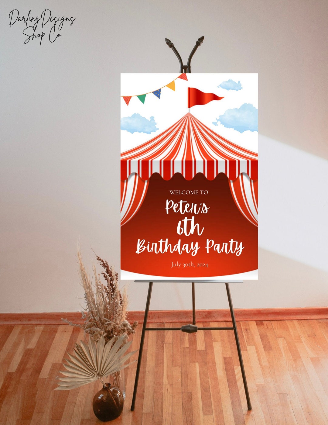 CIRCUS Birthday Sign Template, Kids Welcome Birthday Poster, Popcorn ...