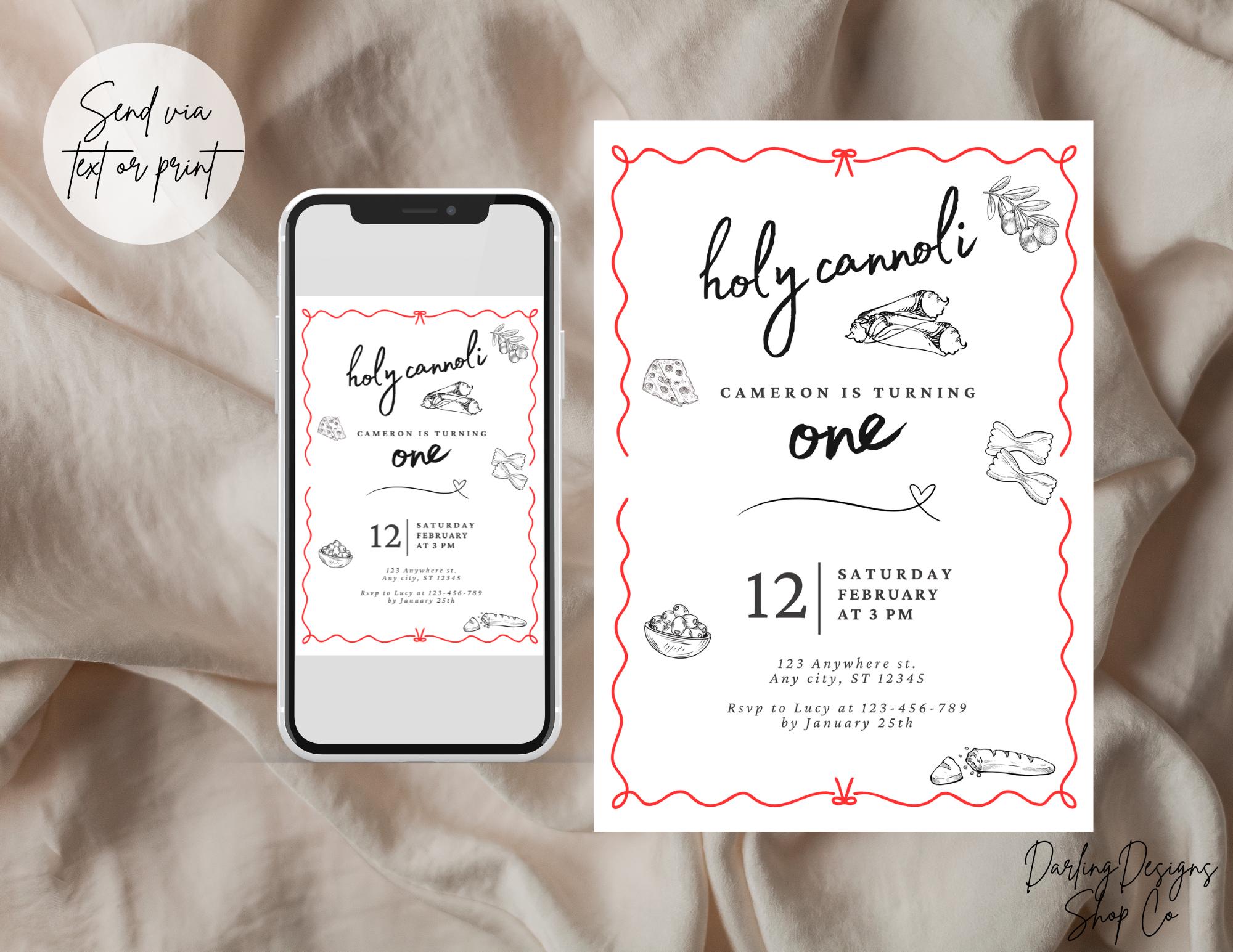 HOLY CANNOLI First Birthday Invitation Template, Italian First Birthday ...