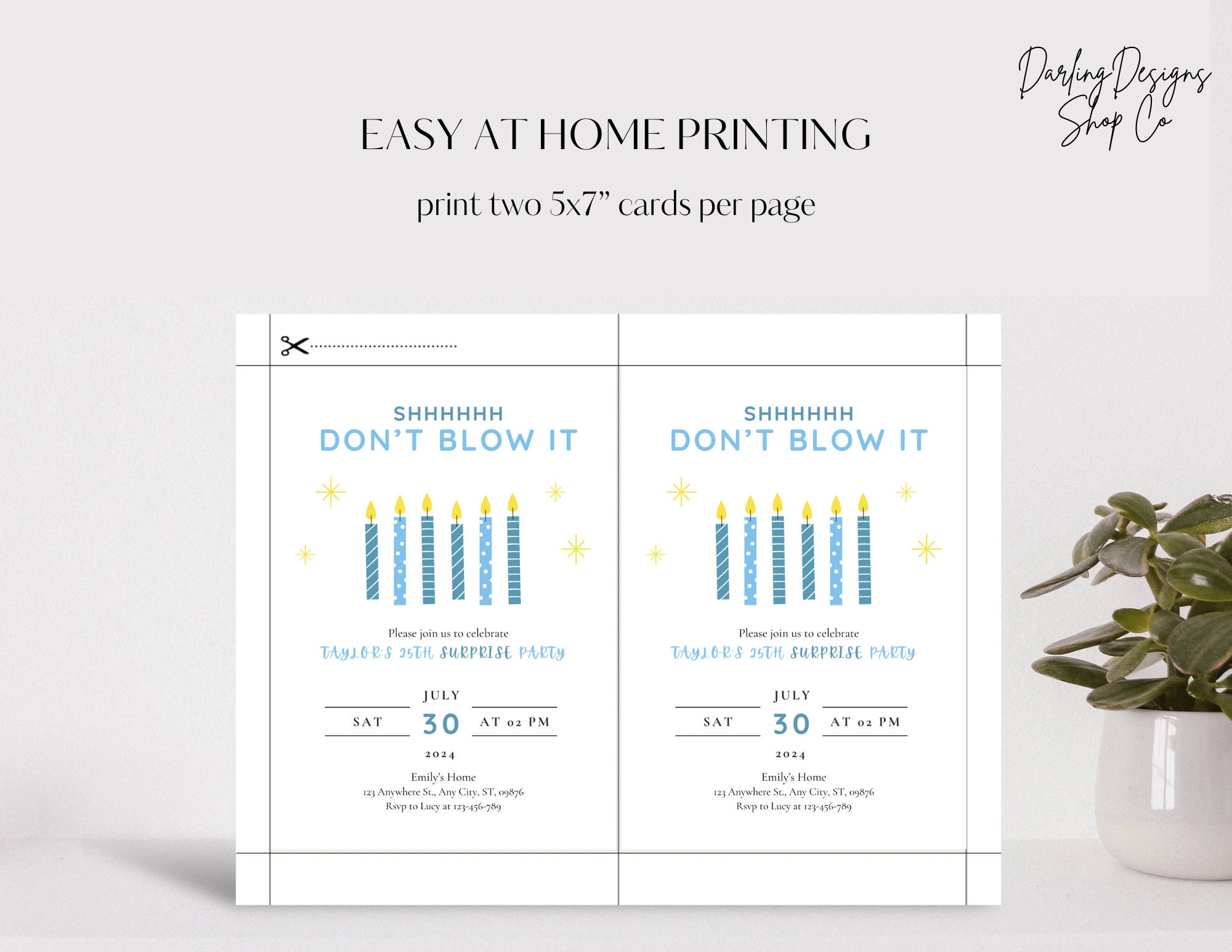 Shhh DON'T BLOW IT Surprise Birthday Invitation Template, Blue Surprise ...