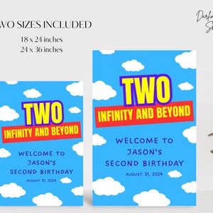 TWO Infinity and Beyond Birthday Sign Template, First Birthday Poster ...