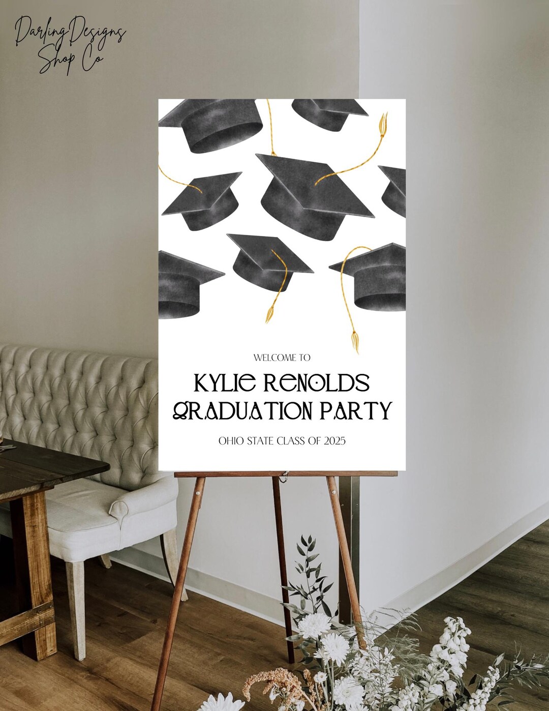 FLYING GRADUATION CAPS Graduation Party Welcome Poster Template ...