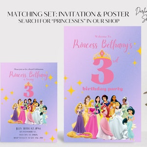 PRINCESSES Birthday Invitation Template, Third Birthday Invitation ...