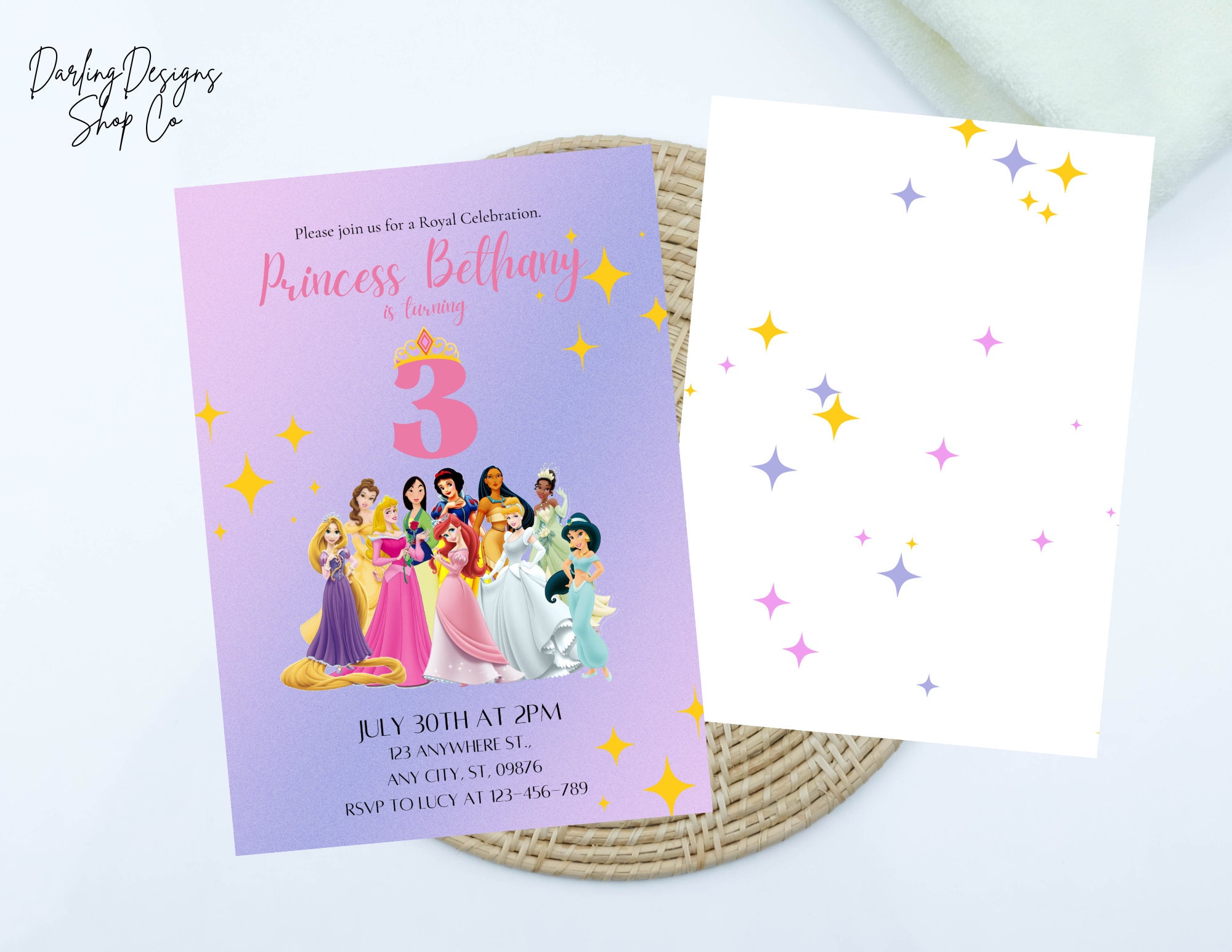PRINCESSES Birthday Invitation Template, Third Birthday Invitation ...