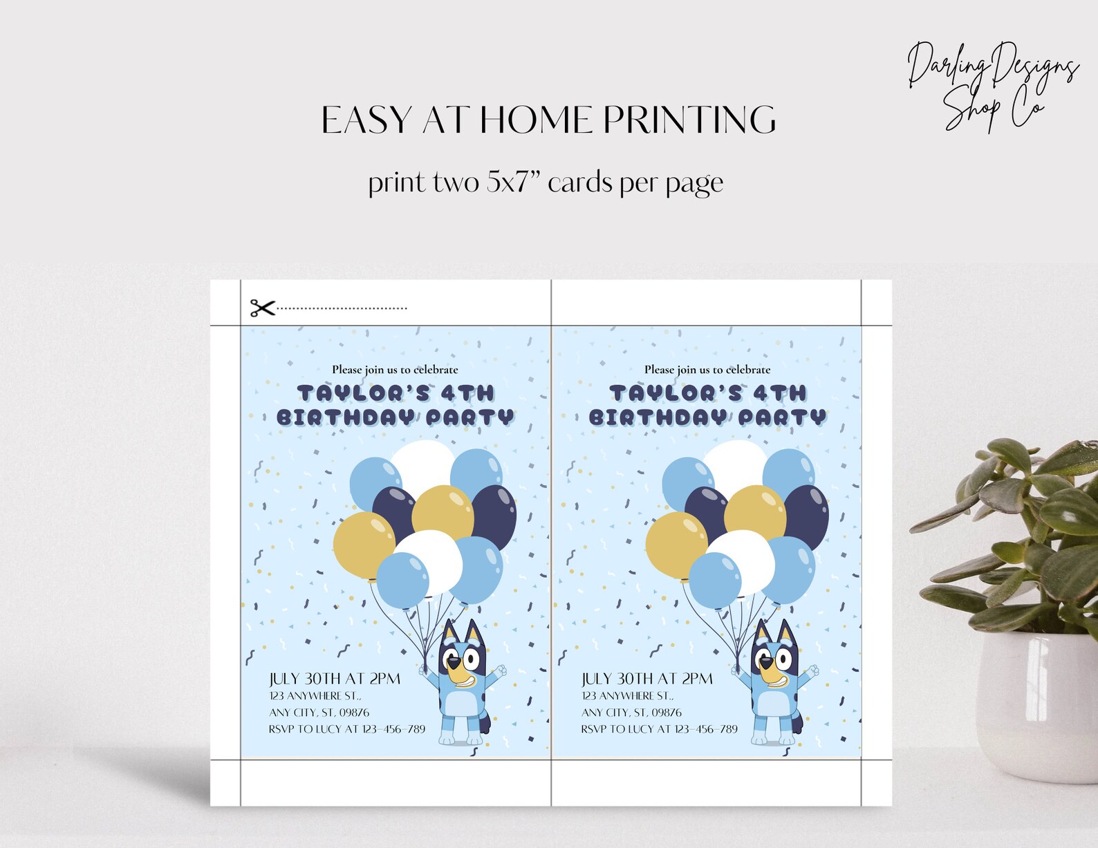 BLUEY Birthday Invitation Template, Kids Birthday Invitation, Bluey ...