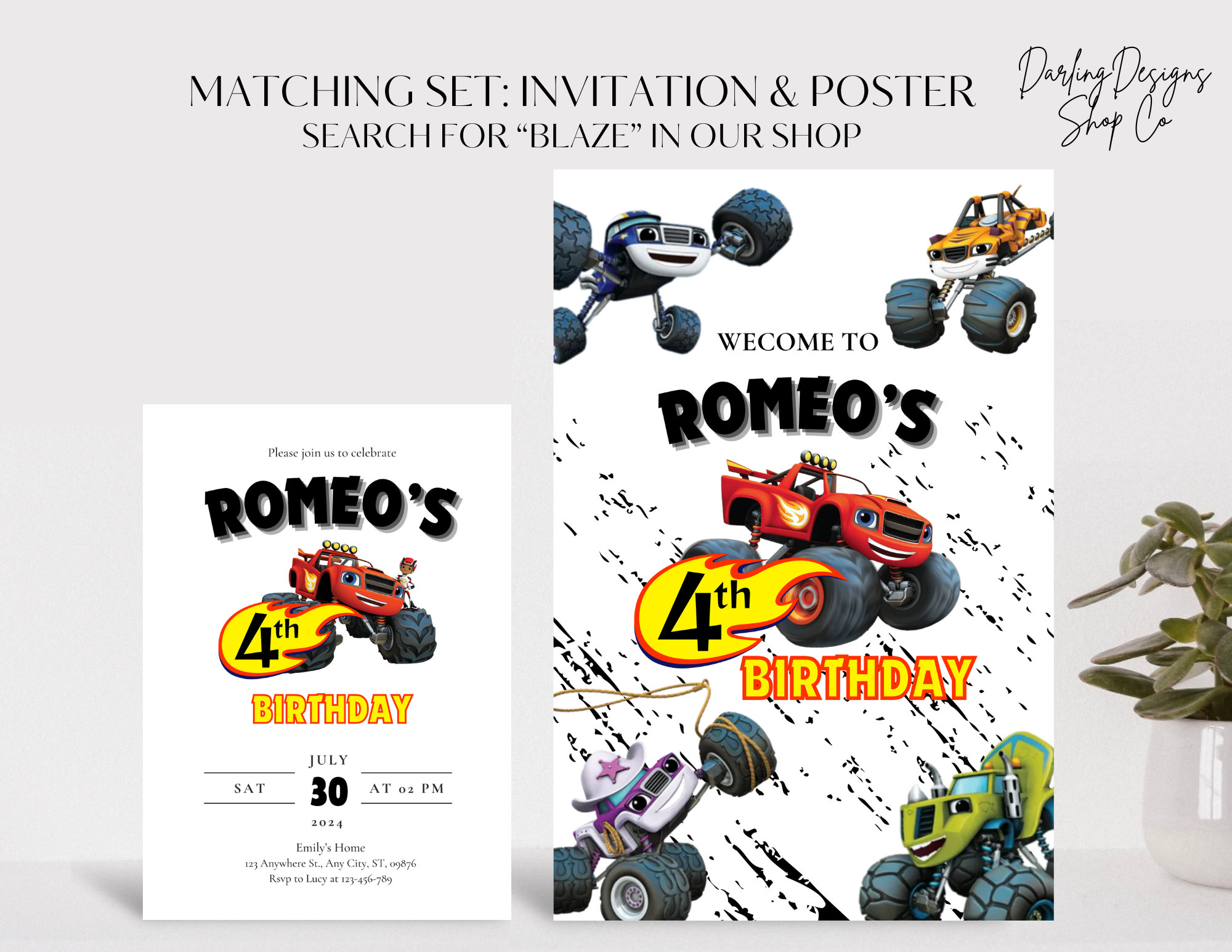 BLAZE Birthday Sign Template, Kids Birthday Poster, Monster Truck ...