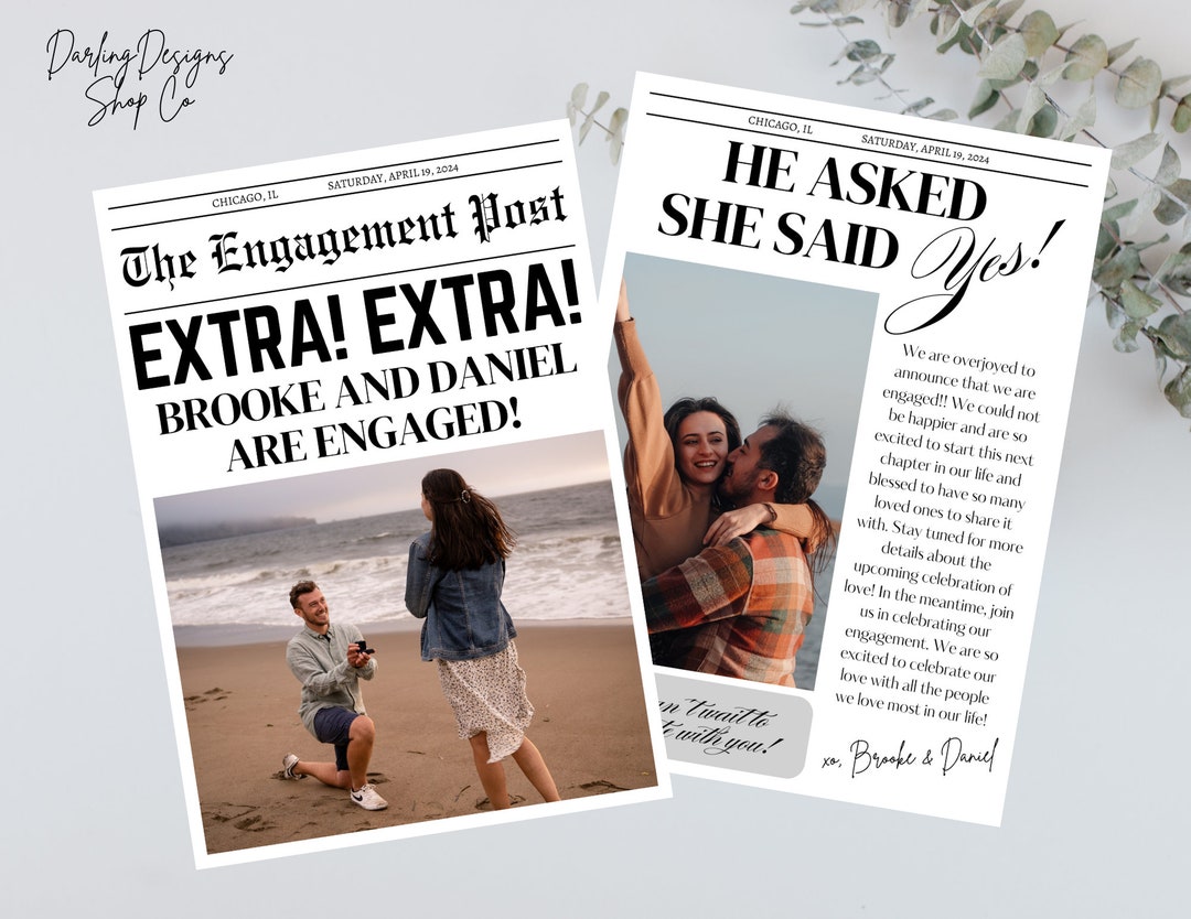 ENGAGEMENT POST Newspaper Template, Engagement Announcement, Engaged ...