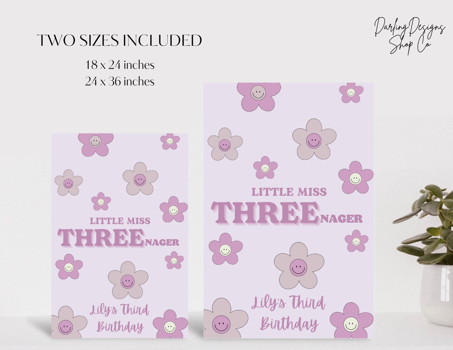 LITTLE MISS Threenager Birthday Sign Template, Third Birthday Poster ...