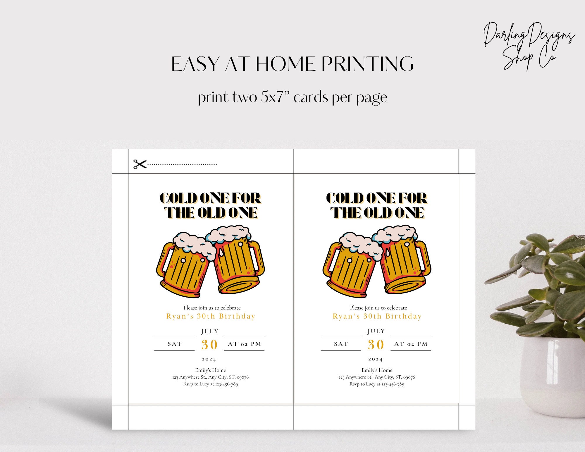 COLD ONE OLD One Birthday Invitation Template, Mans Beer Birthday ...