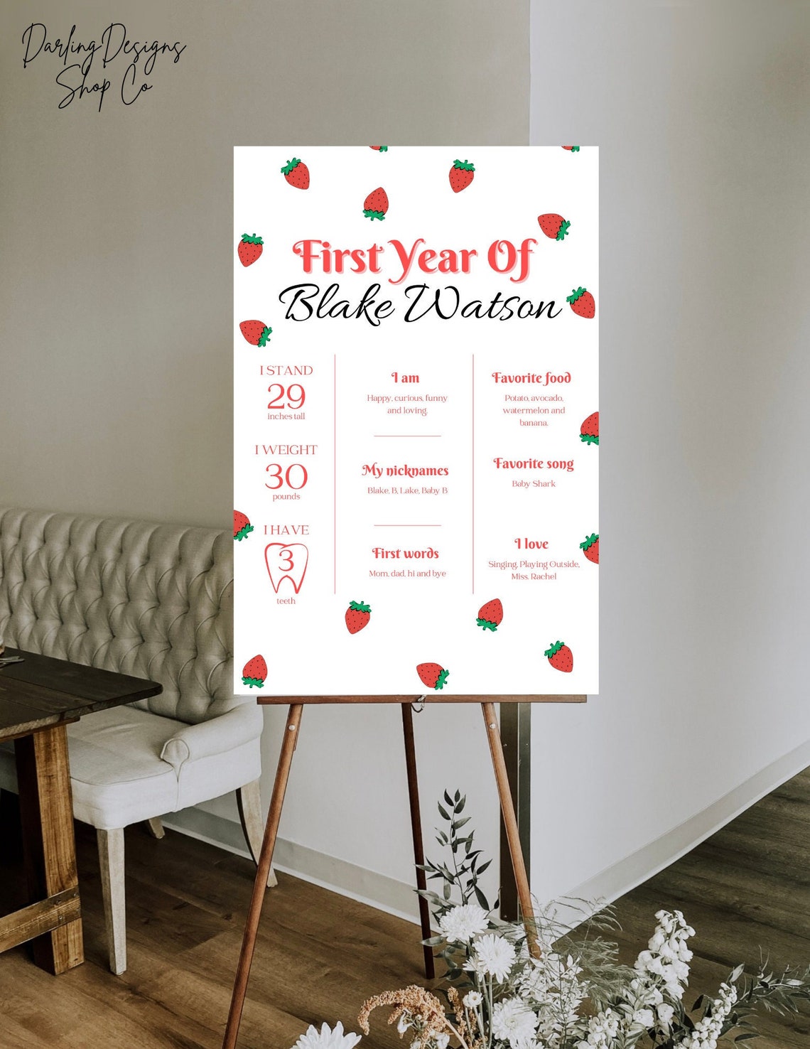 BERRY FIRST MILESTONES Sign Template, First Birthday, Baby Milestones ...