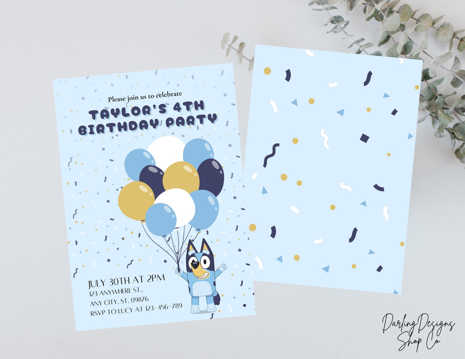 BLUEY Birthday Invitation Template, Kids Birthday Invitation, Bluey ...