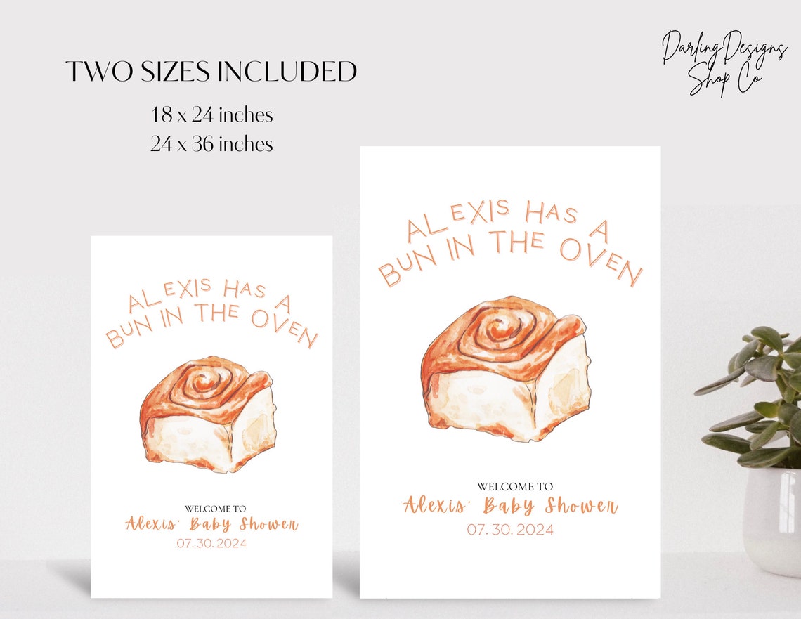 BUN IN the OVEN Baby Shower Sign Template, Baby Shower Poster Printable ...