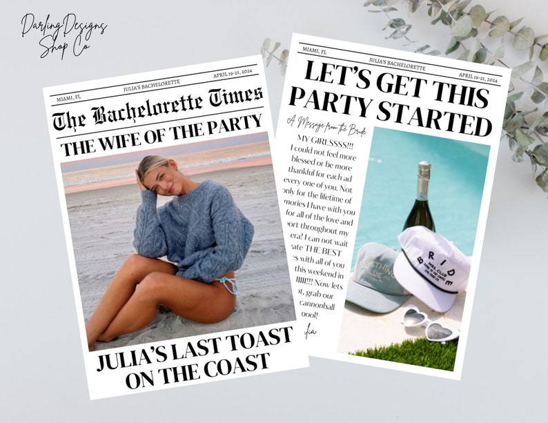 THE BACHELORETTE POST Newspaper Template, Wife of the Party Newspaper ...
