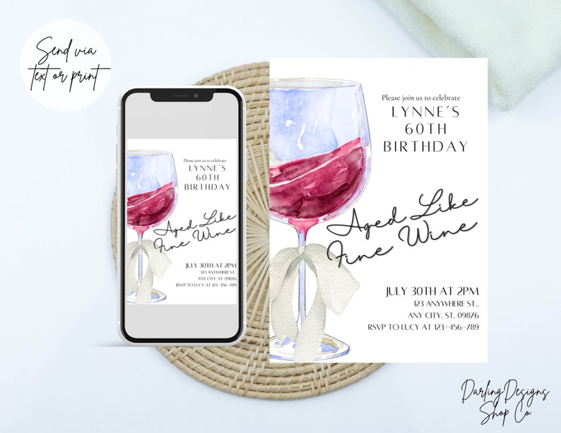 AGED Like FINE WINE Birthday Invitation Template, Adult Birthday ...
