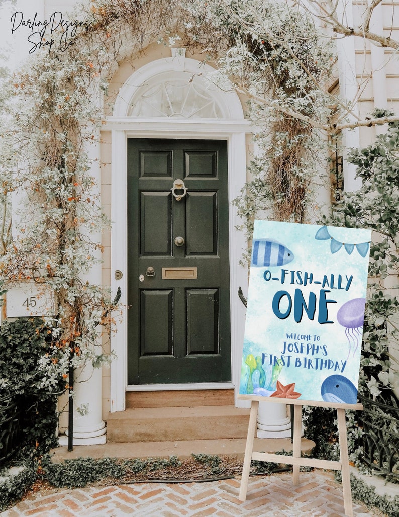 O-FISH-ALLY ONE Birthday Sign Template, First Birthday Poster, Ocean ...