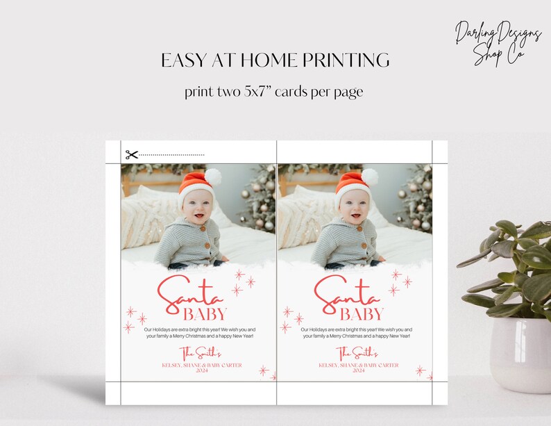 SANTA BABY Christmas Card Template, Newborn Christmas, Family Christmas ...