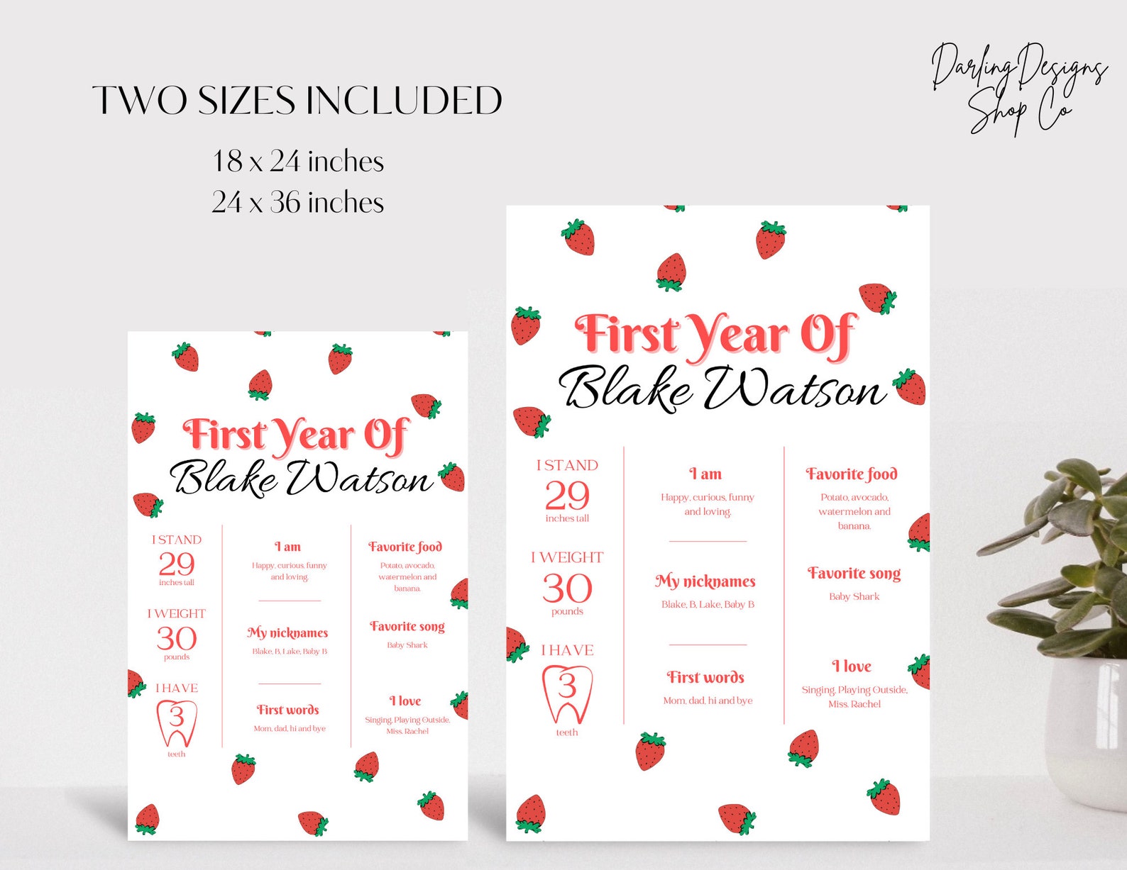 BERRY FIRST MILESTONES Sign Template, First Birthday, Baby Milestones ...