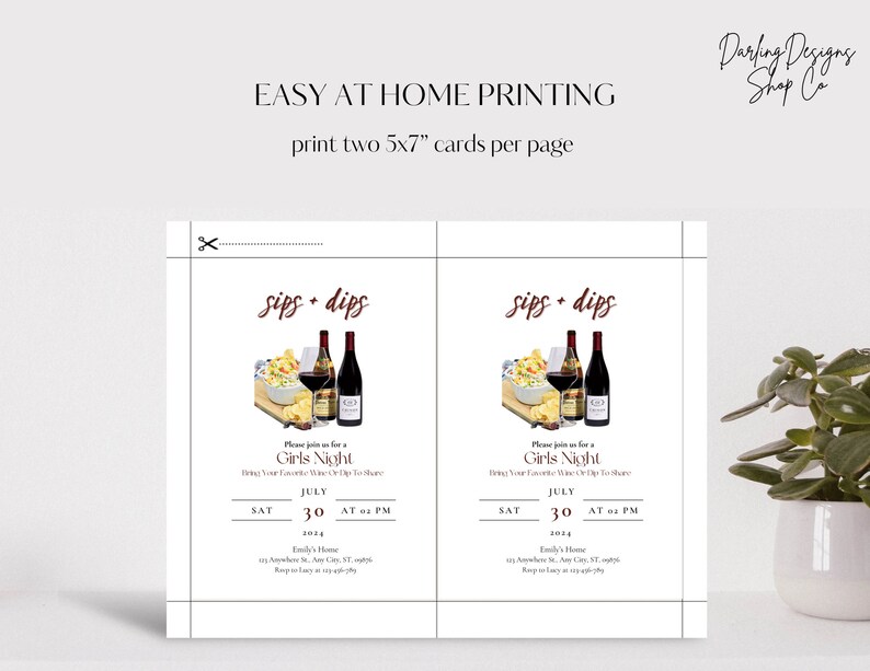 SIPS AND DIPS Girls Night Invitation, Bring Your Favorite Dips ...