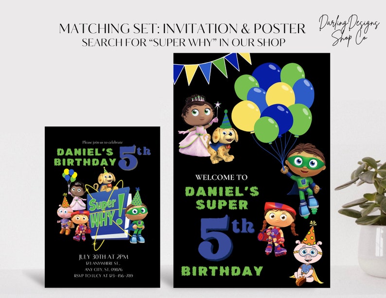 SUPER WHY Birthday Sign Template, Kids Birthday Poster, Super Why ...