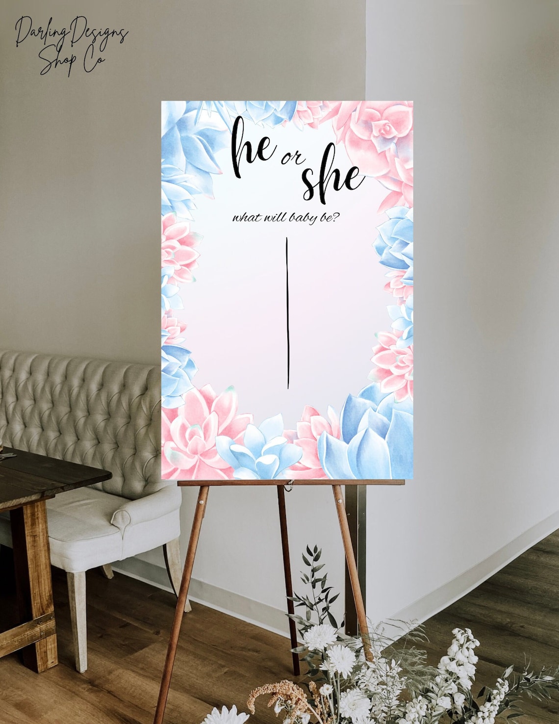 FLOWER GENDER REVEAL Guess the Gender Baby Shower Sign Template ...