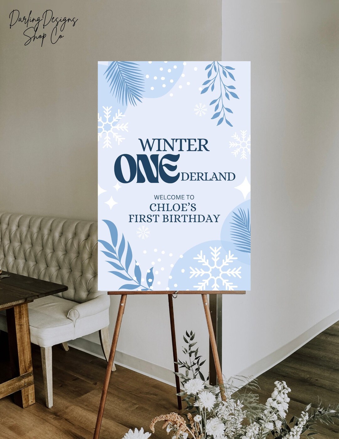 WINTER ONEDERLAND Birthday Sign Template, First Birthday Poster, Winter ...