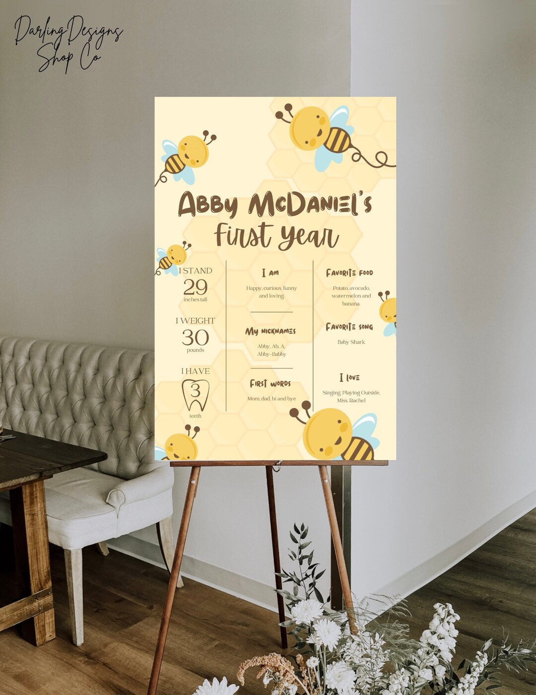 HONEY BEE is ONE Milestone Sign Template, First Birthday, Baby ...