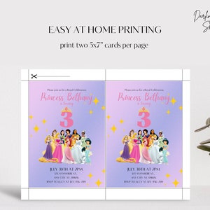 PRINCESSES Birthday Invitation Template, Third Birthday Invitation ...