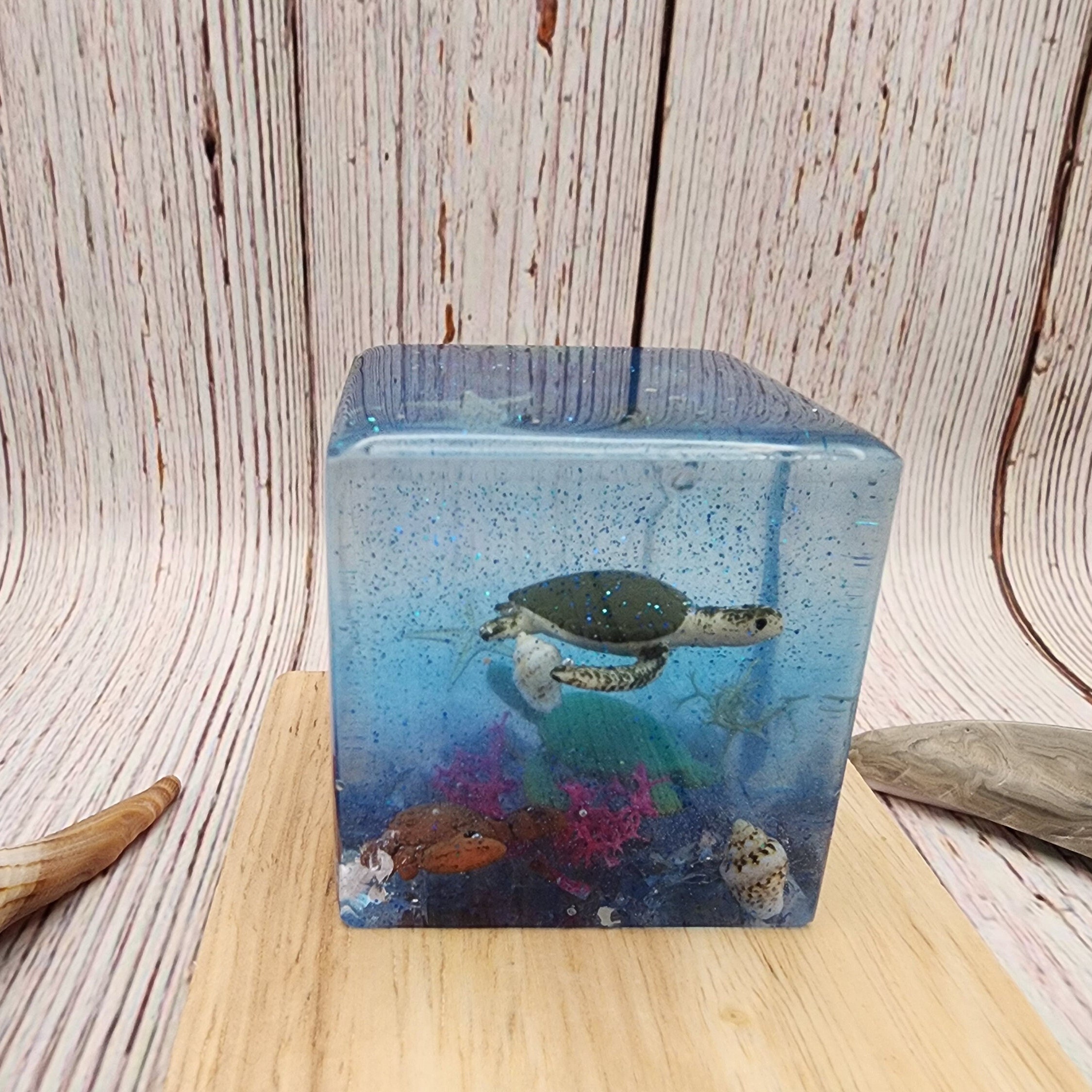 Ocean Resin Turtle and Lobster Cube - Etsy
