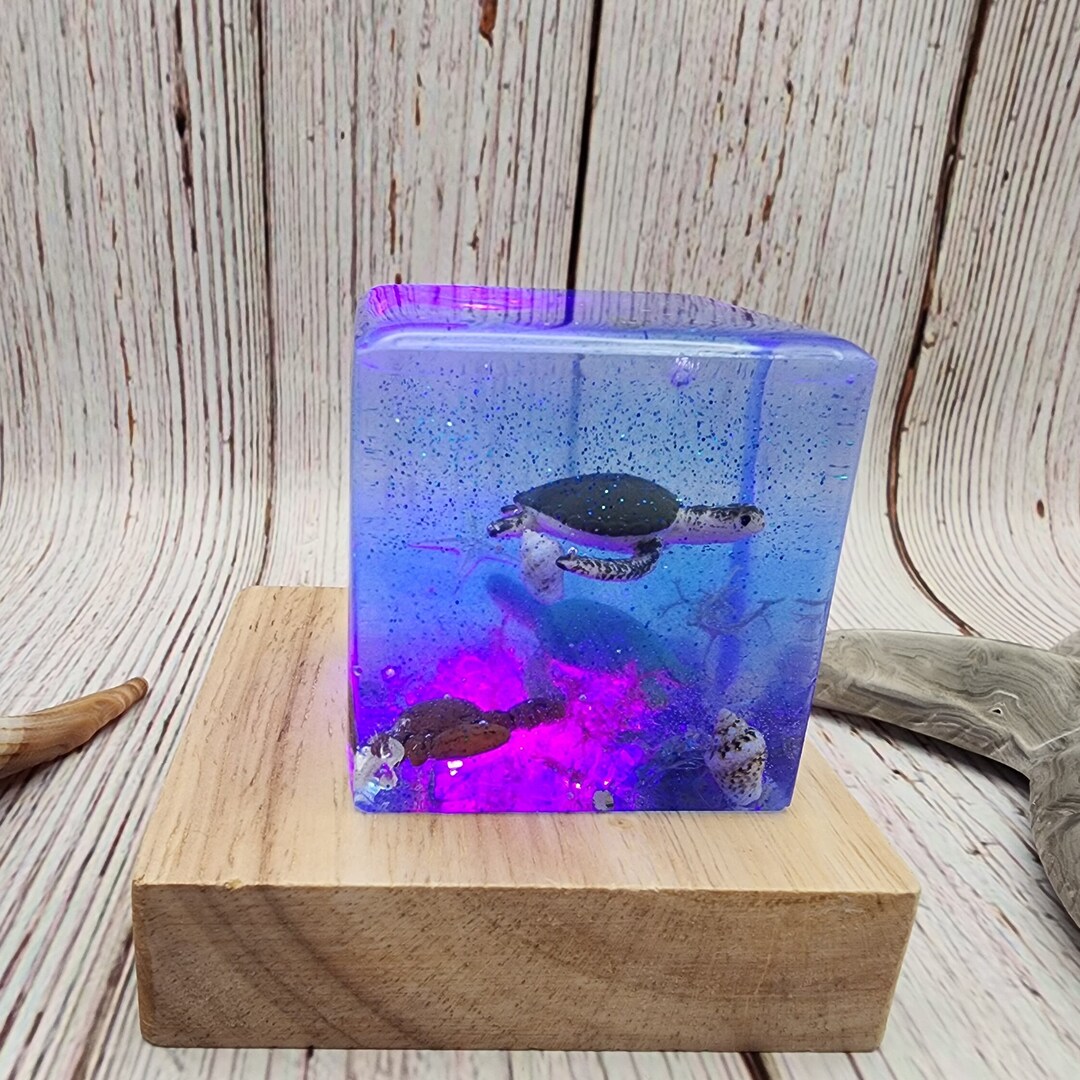 Ocean Resin Turtle and Lobster Cube - Etsy