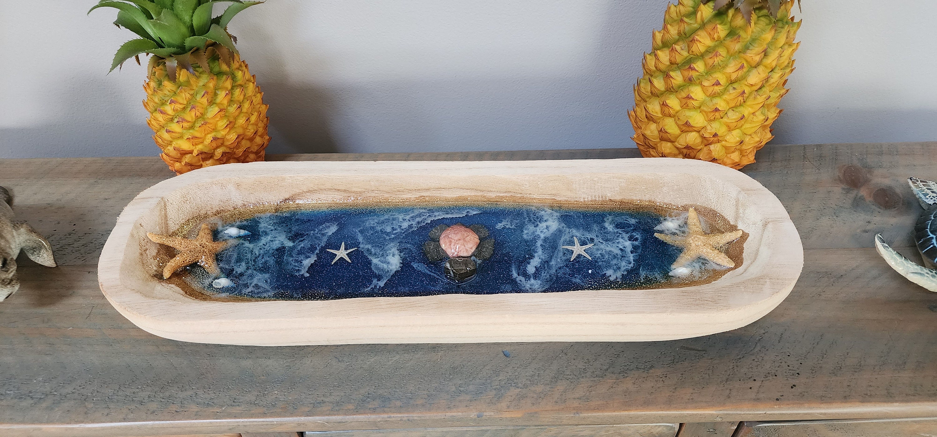 Ocean Resin Wood Turtle Tray With Starfish - Etsy
