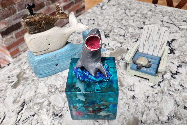 Ocean Resin Shark Ship Wreck Cube With Sharks, Stingrays, a Hermit Crab ...