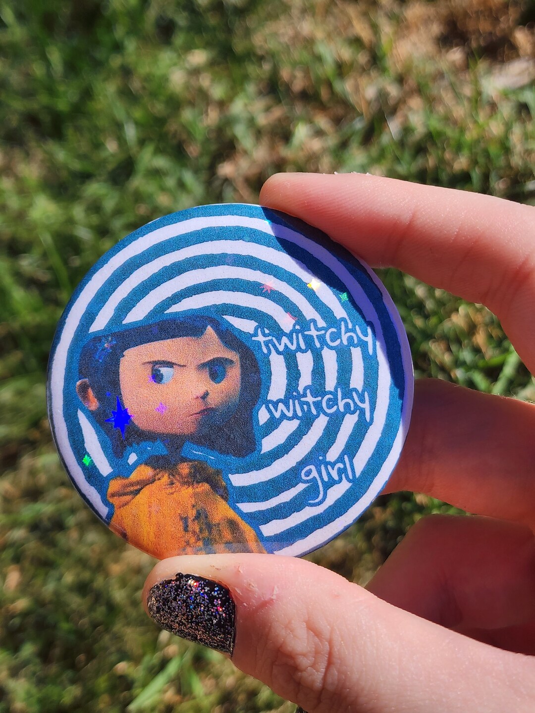 Coraline Pin Button twitchy Witchy Girl - Etsy