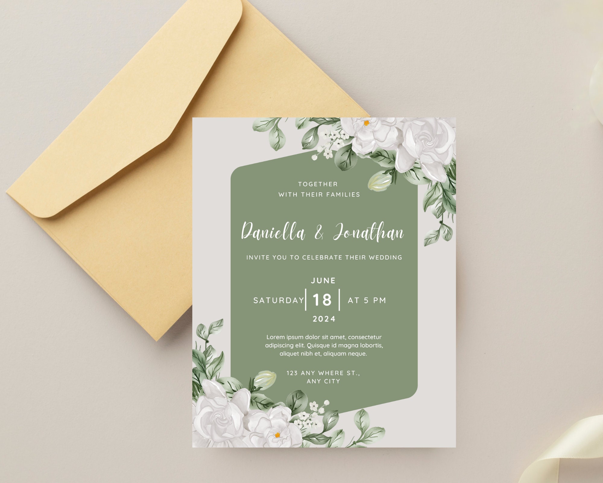 100% Editable Wedding Announcement Card Digital Download Wedding Invite ...