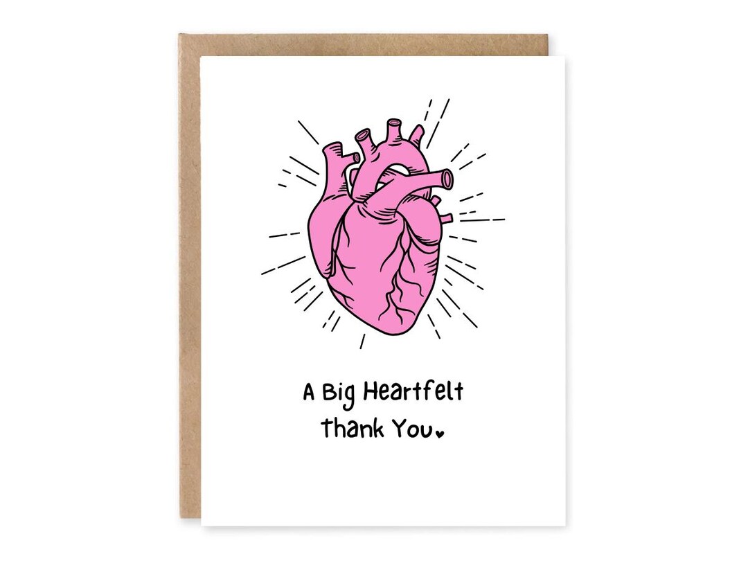 A Big Heartfelt Thank You Card, Anatomy Card,medical Card,card for ...