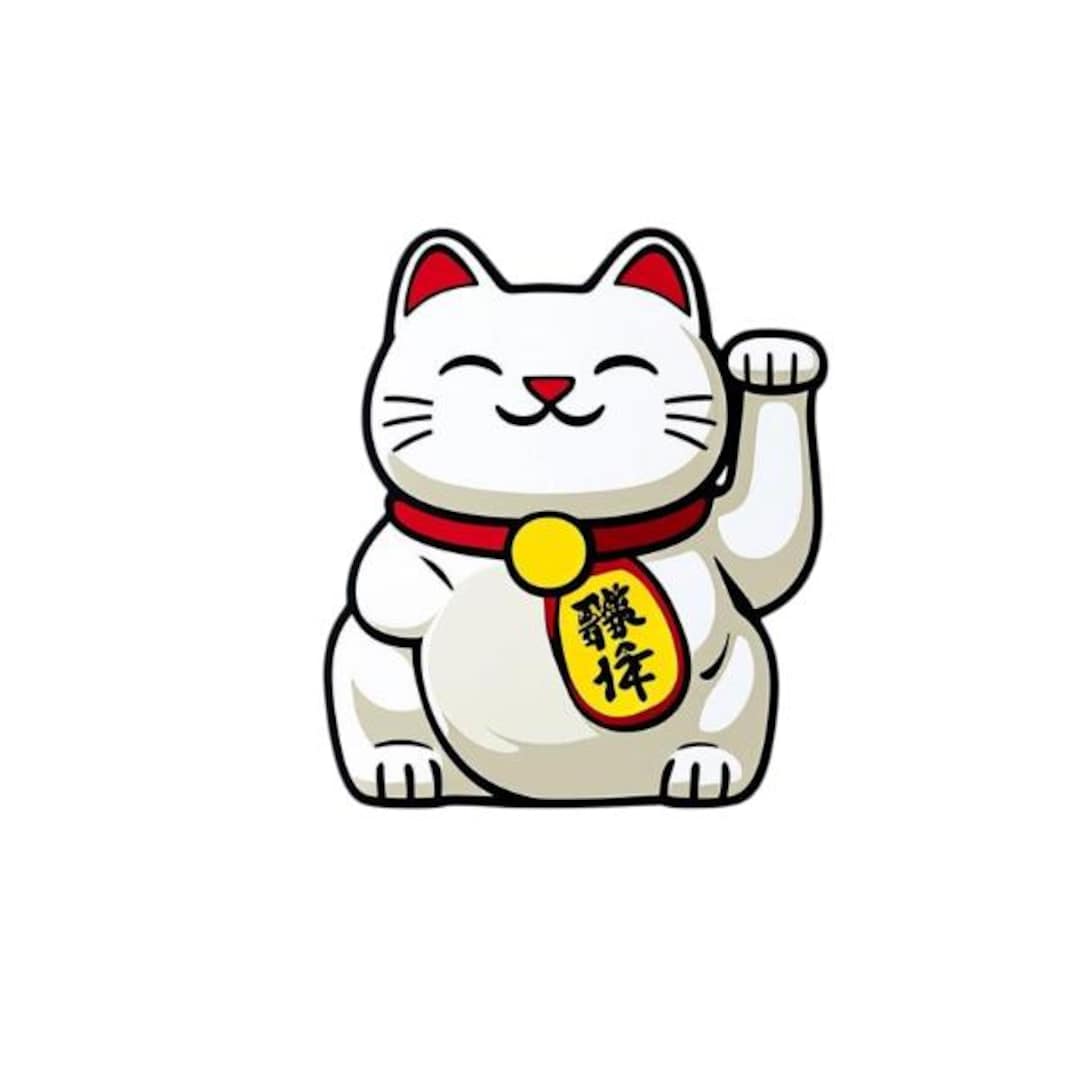 Japanese Lucky Cat Sticker, Maneki Neko Vinyl Decal, Good Luck Cat ...