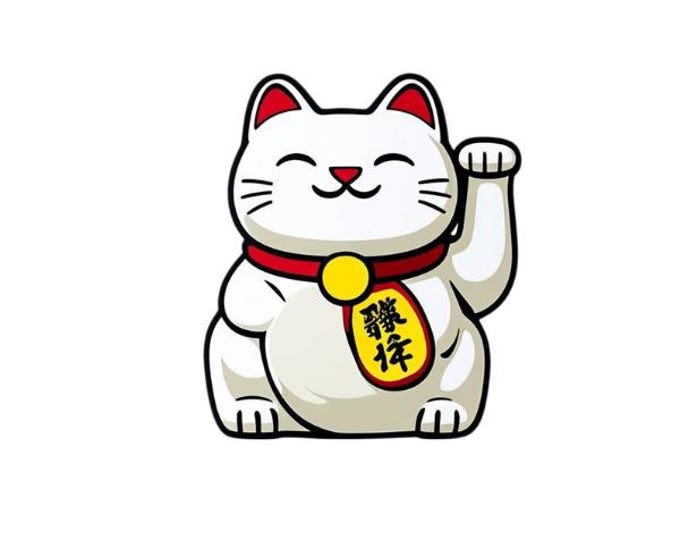 Japanese Lucky Cat Sticker, Maneki Neko Vinyl Decal, Good Luck Cat ...