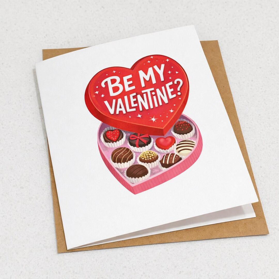Be My Valentine Card – Chocolate Box Valentine’s Day Card - Etsy