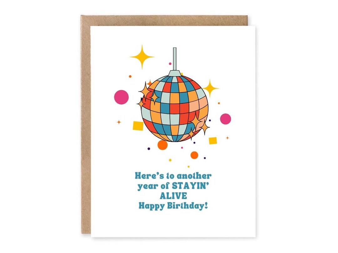 Disco Birthday Greeting Card - Etsy