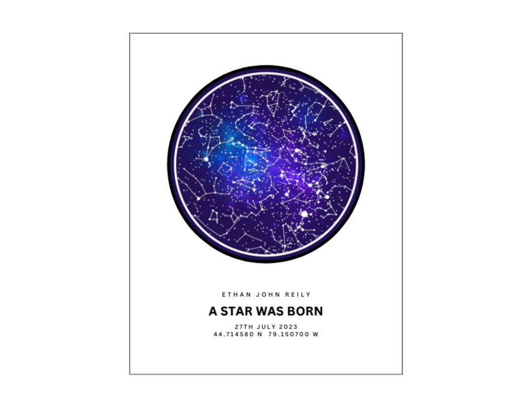Unique Custom Star Map | Personalised Star Map, Galaxy Star Map ...