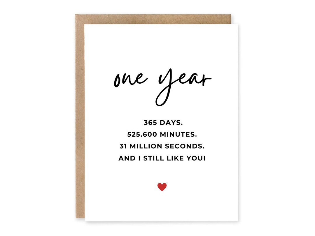 One Year Anniversary Card - Eco-friendly Handmade Card - Etsy