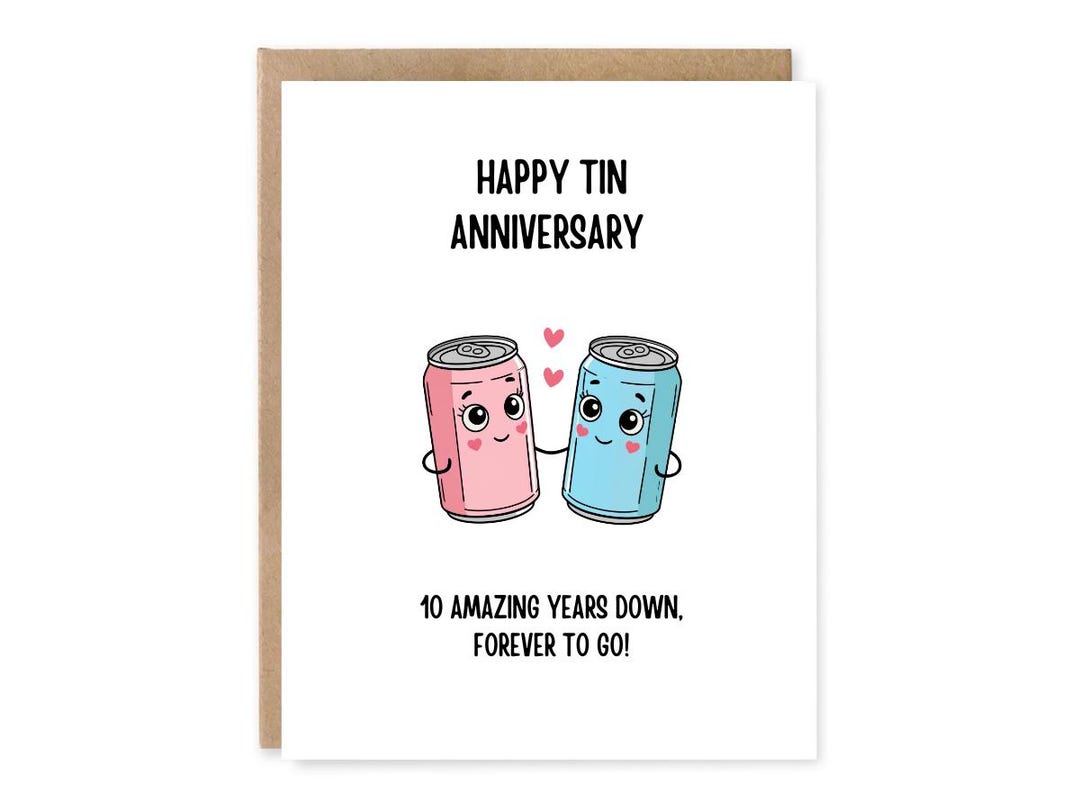 Happy Tin Anniversary 10 Year Card Funny Greeting Card Wife Husband - Etsy
