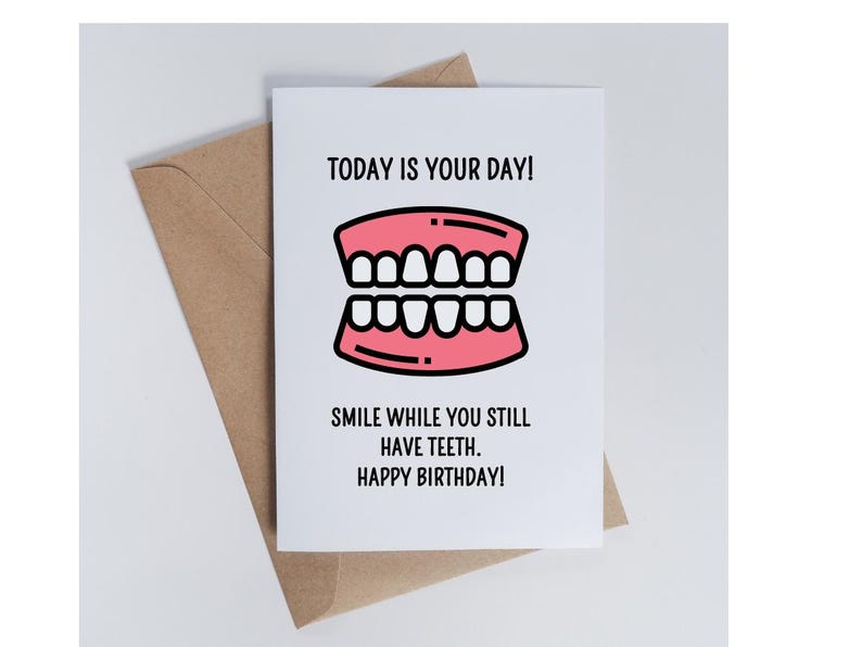 Dentures Birthday Card - Funny Birthday Card - Funny Teeth Card - Old ...