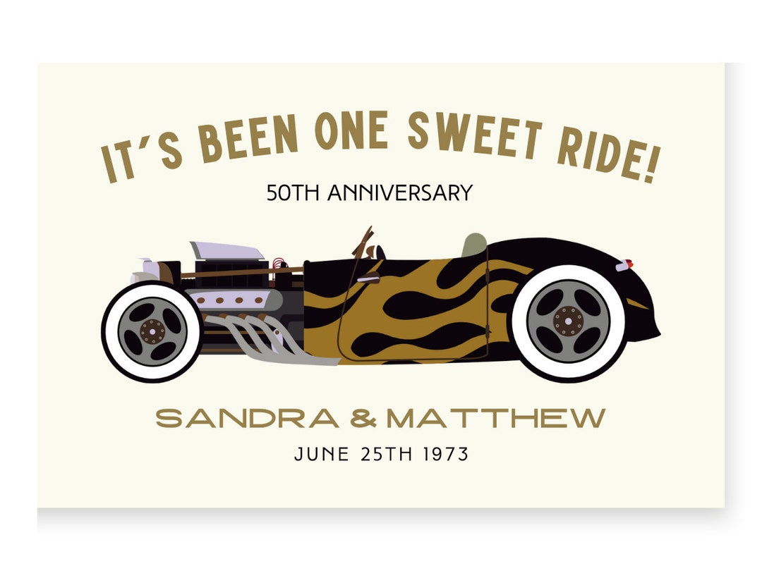 Personalized 50th Anniversary Art Print, Classic Hot Rod Car - Etsy