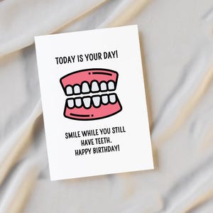 Dentures Birthday Card - Funny Birthday Card - Funny Teeth Card - Old ...