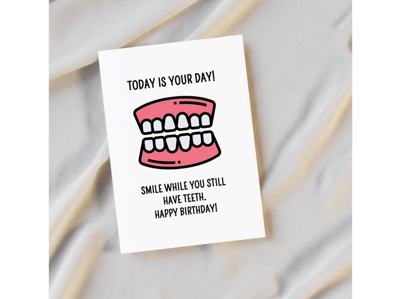 Dentures Birthday Card - Funny Birthday Card - Funny Teeth Card - Old ...