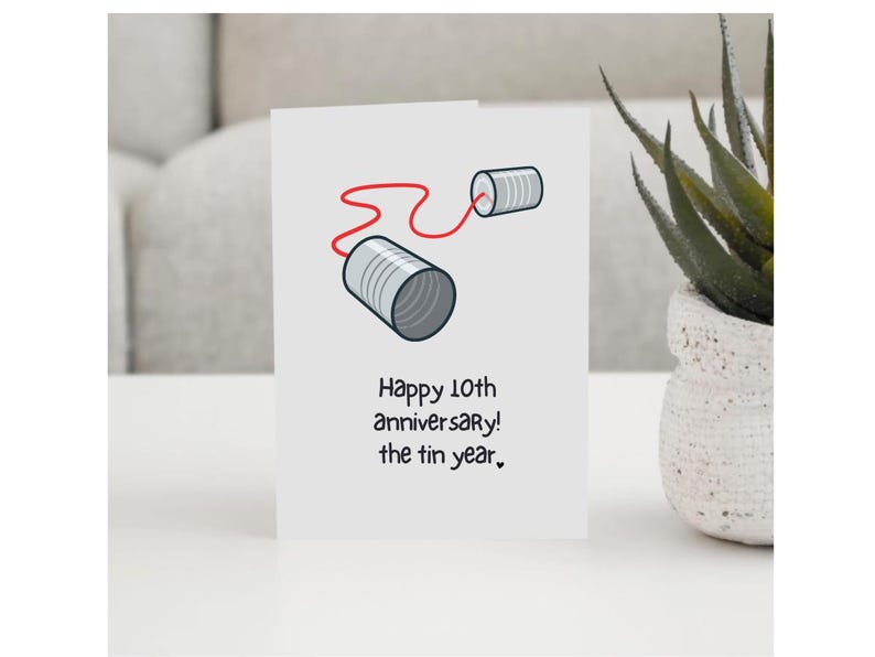 Tenth Anniversary Card, Tin Anniversary, Funny Anniversary Card, Hand ...